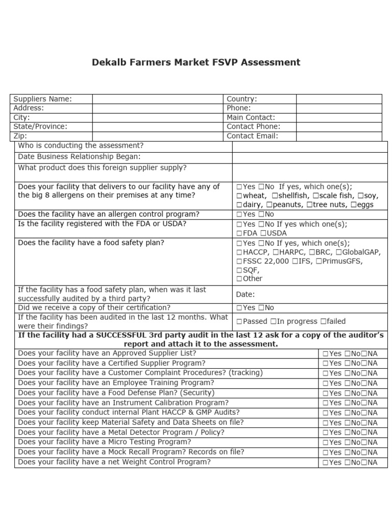 DFM FSVP Assessment | Download Free PDF | Hazard Analysis And Critical ...