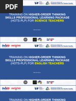 HOTS Training for Teachers: PLC Focus | PDF | Learning | Behavior Modification