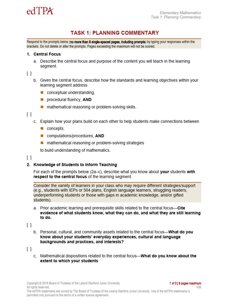 EdTPA ELM Planning Commentary | PDF