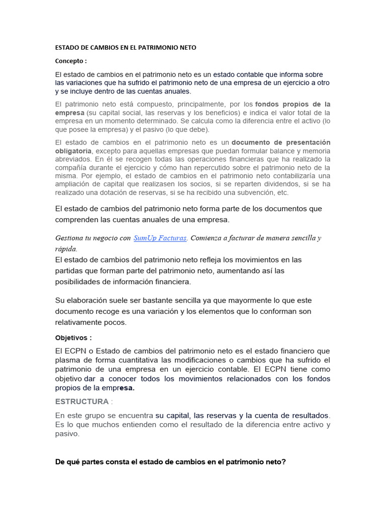Estado de Cambios en El Patrimonio Neto | PDF | Valor neto | Contabilidad