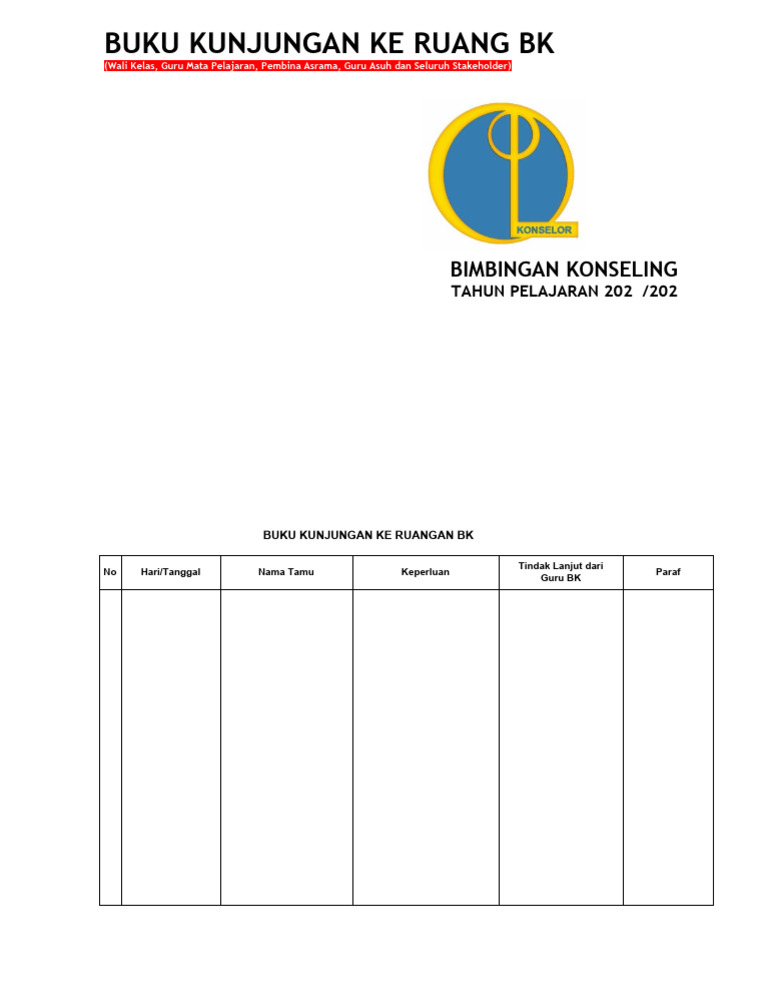 Buku Kunjungan Ruang BK 2023 | PDF