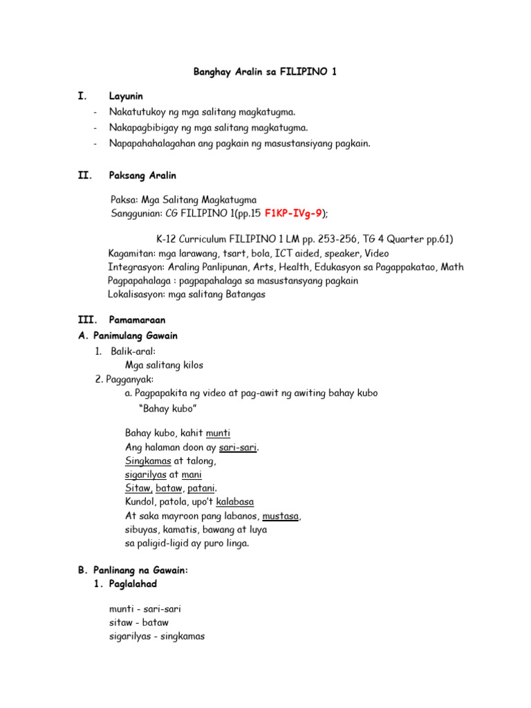 COT 3 LP Filipino1 Q4 - Magkatugma-Magkatunog | PDF