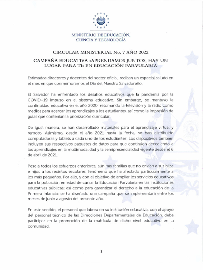 CIRCULAR MINISTERIAL No.7 | PDF
