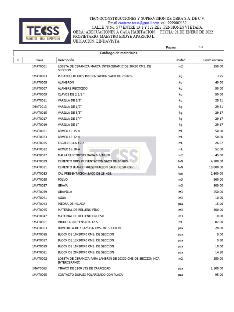 Catalogo de Materiales Opus | PDF