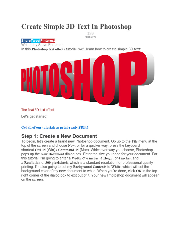 Create Simple 3D Text in Photoshop | PDF | Adobe Photoshop | Computer ...