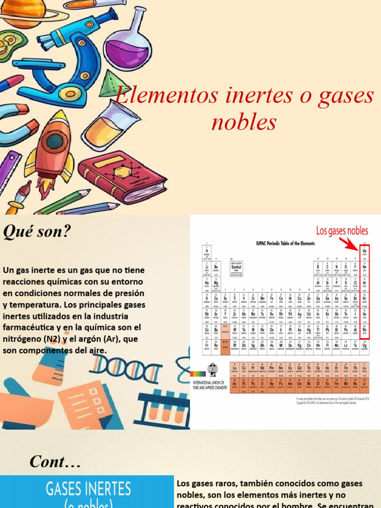 Elementos Inertes o Gases Nobles | PDF | Gases | Argón