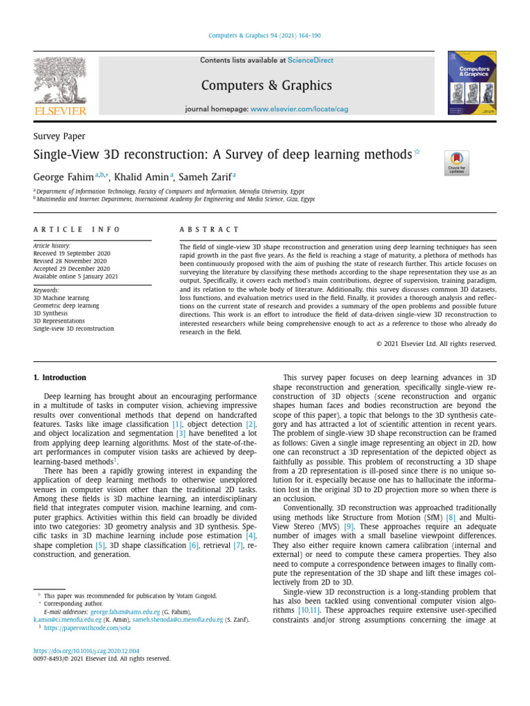 3d Reconstruction 2021 Pdf 3 D Computer Graphics Voxel