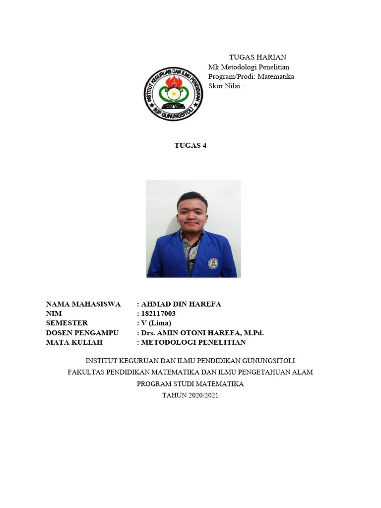 TUGAS 4 Metodologi Ahmad Din Harefa | PDF
