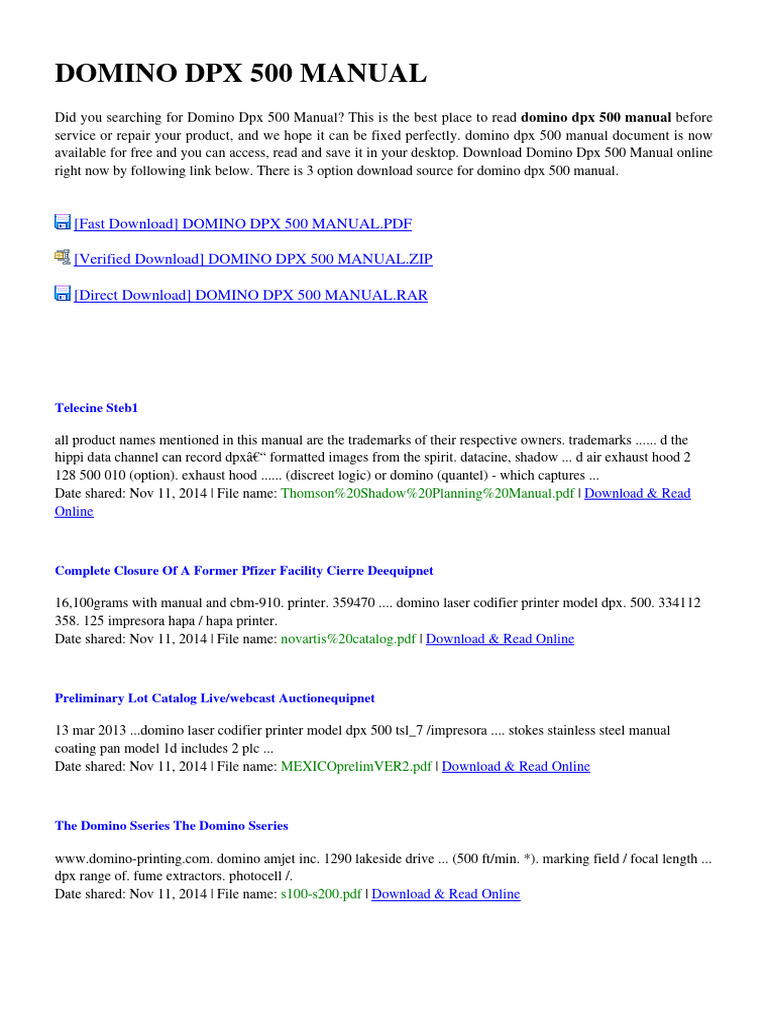 Domino DPX 500 Manualpdf | PDF | Software | Computing