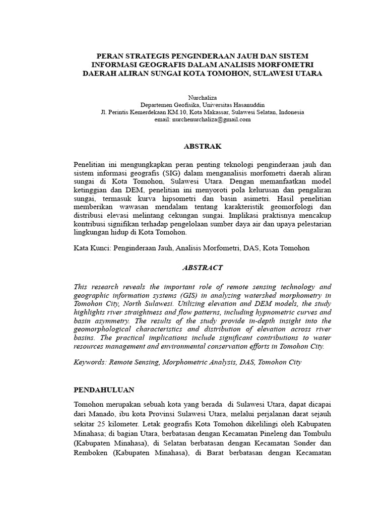 Analisis Morfometri DAS Tomohon dengan SIG | PDF | Perjalanan | Kajian ...