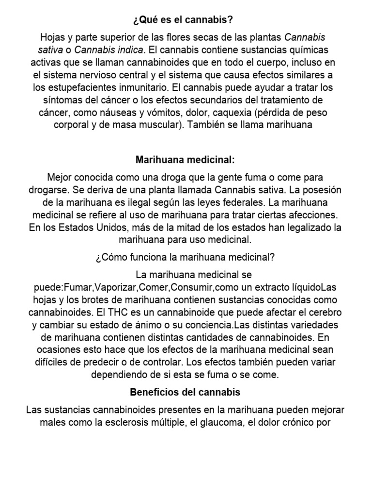 Qué Es El Cannabis Pdf Cannabis Droga Cannabis Medicinal