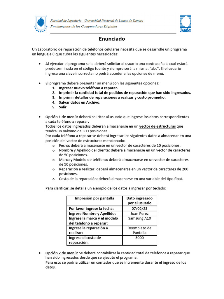 Enunciado Final Programacion UNLZ Mesa Julio 2022 | PDF | Informática | Tecnología