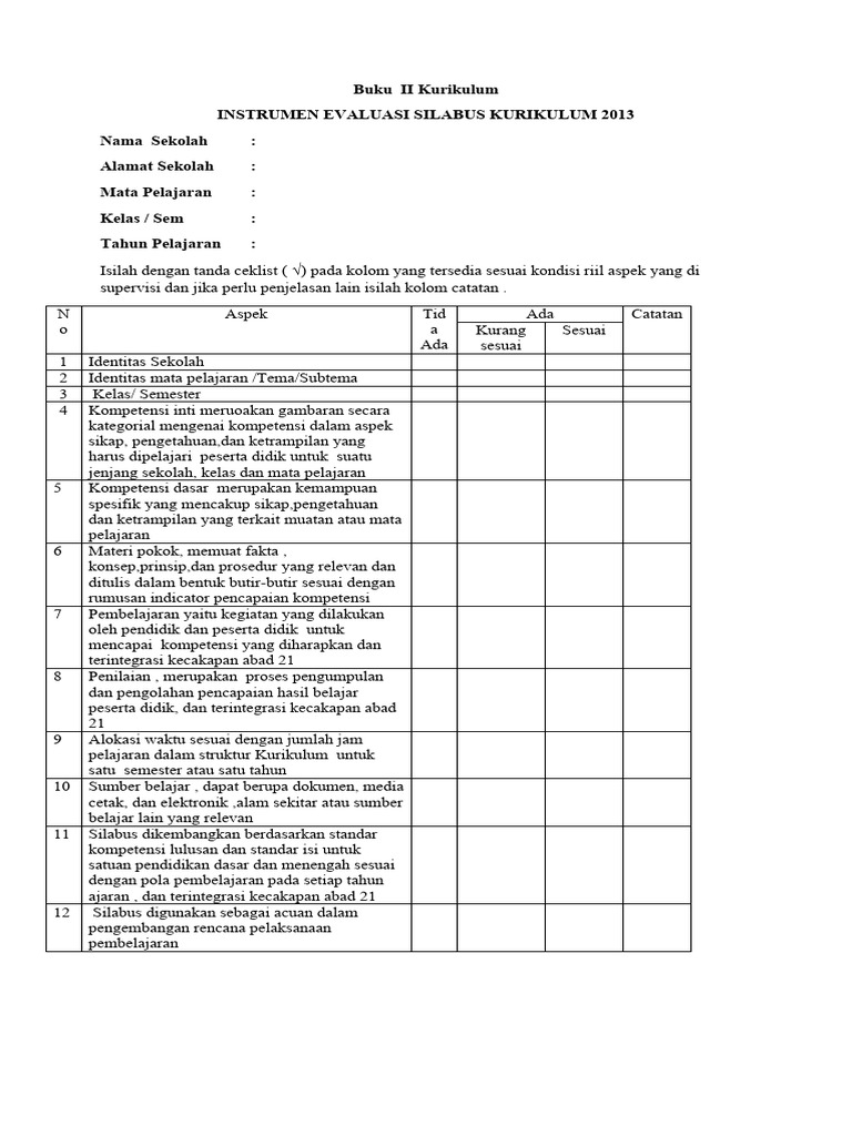 Instrumen Evaluasi Guru | PDF