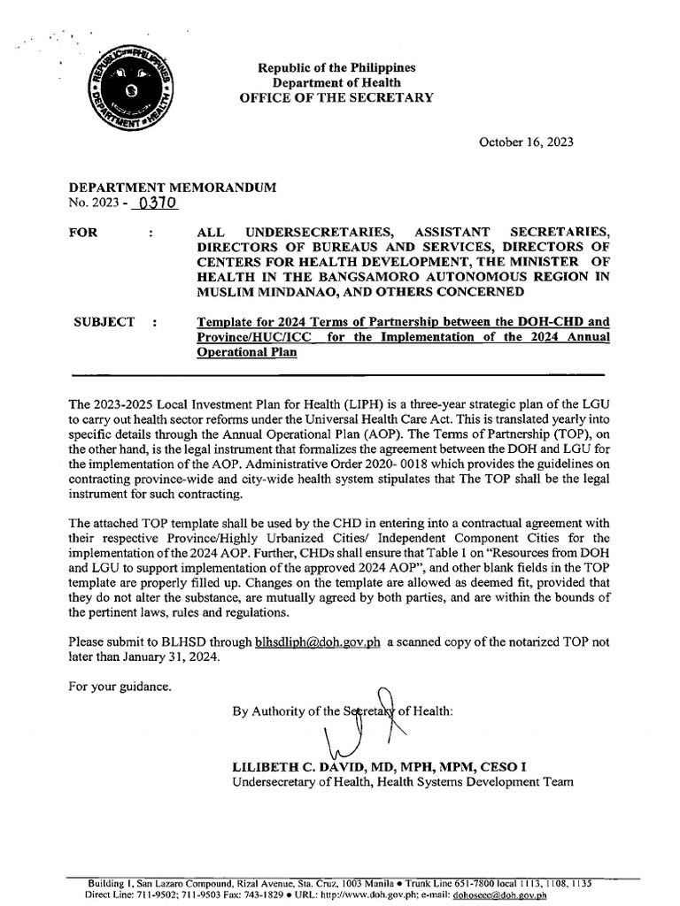 2024 DOH-LGU Partnership Template | PDF | Public Health | Regulatory Compliance
