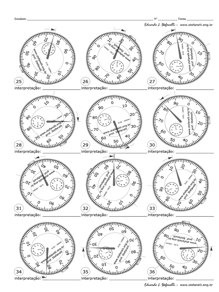 Anexo 3 Exercicios Relogio Comparador Milimetr 345 o | PDF