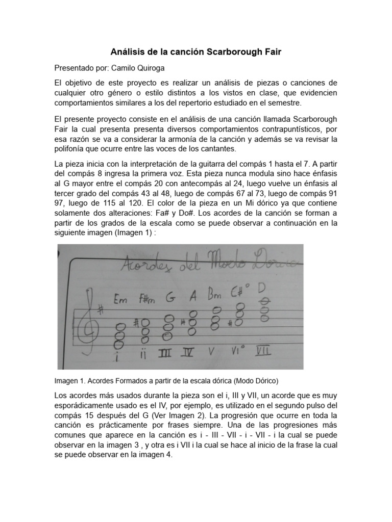Analisis Proyecto Escrito Camilo Quiroga | PDF | Melodía | Acorde (Música)