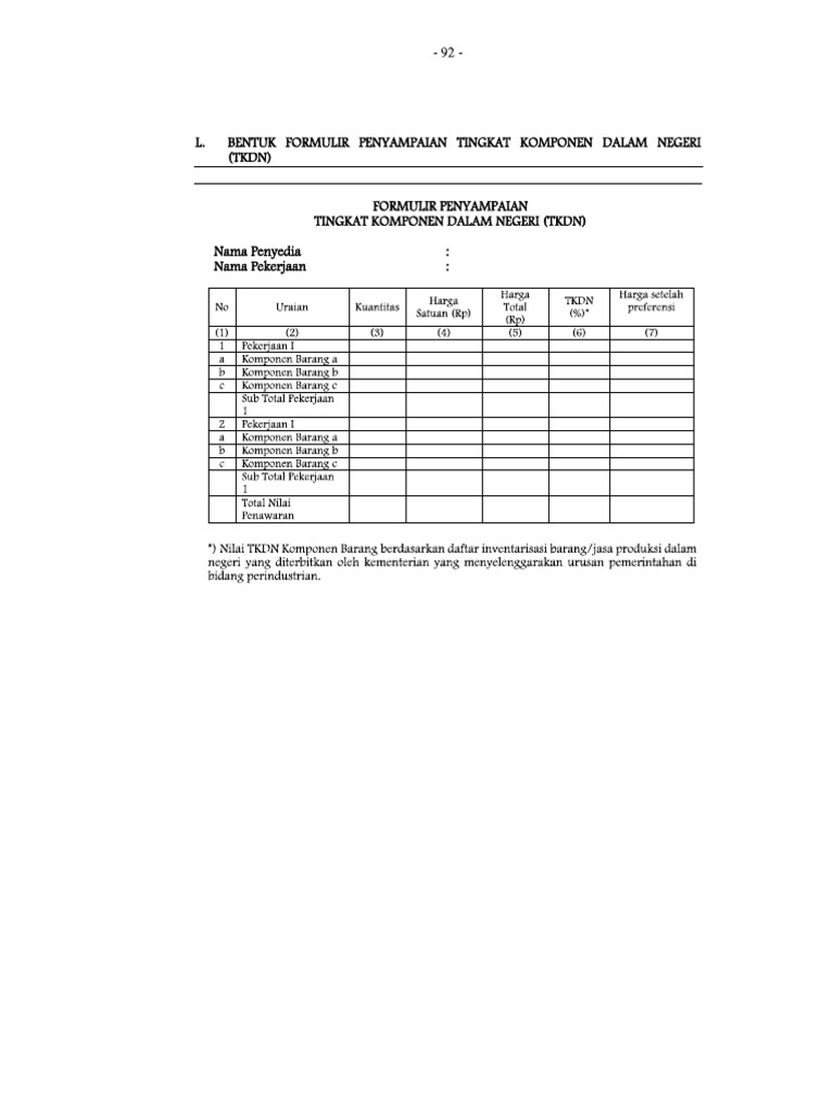 TKDN Format Dokpil | PDF