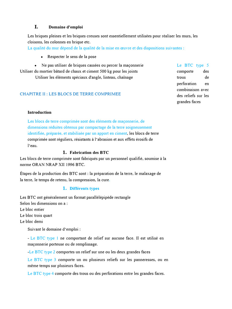 Blocs de Terre Comprimée : Caractéristiques et Usages | PDF | Brique ...