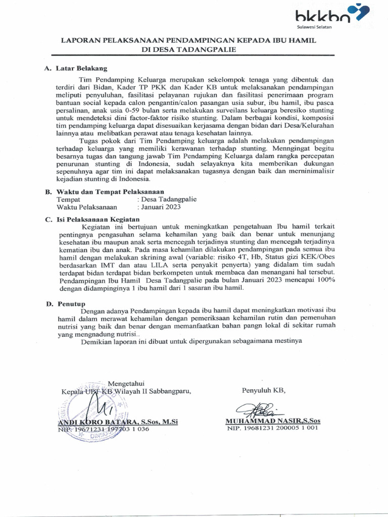 Laporan Pelaksanaan Pendampingan Ibu Hamil | PDF