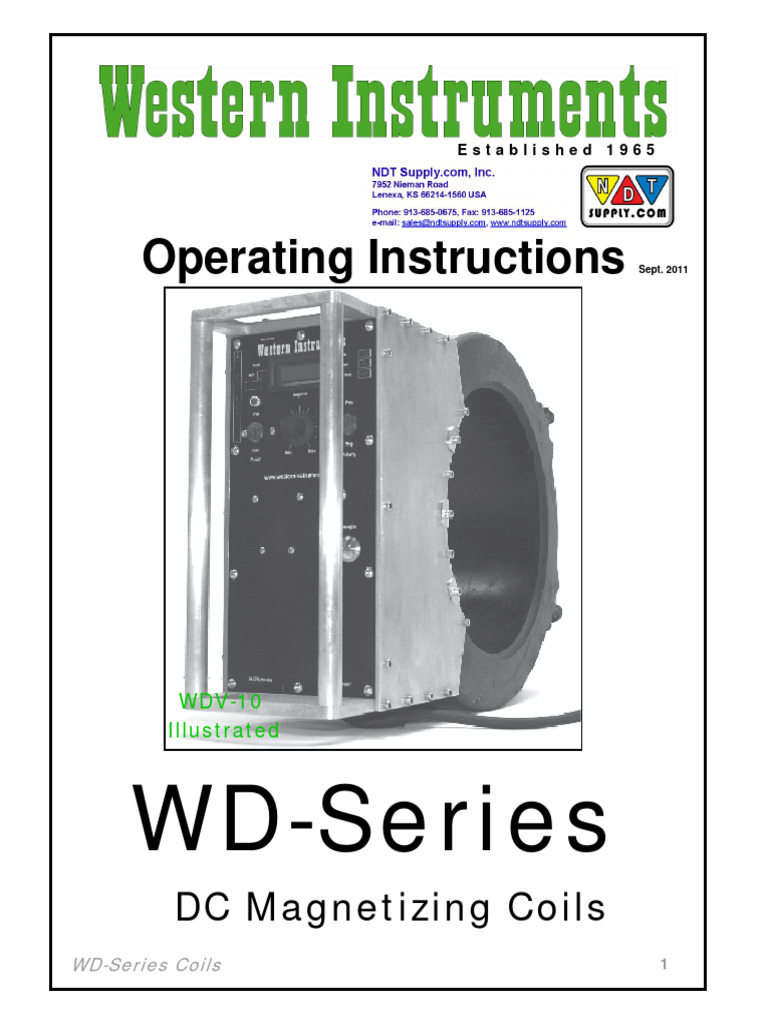 Western Instruments WD Series Coils Manual | PDF | Inductor | Switch