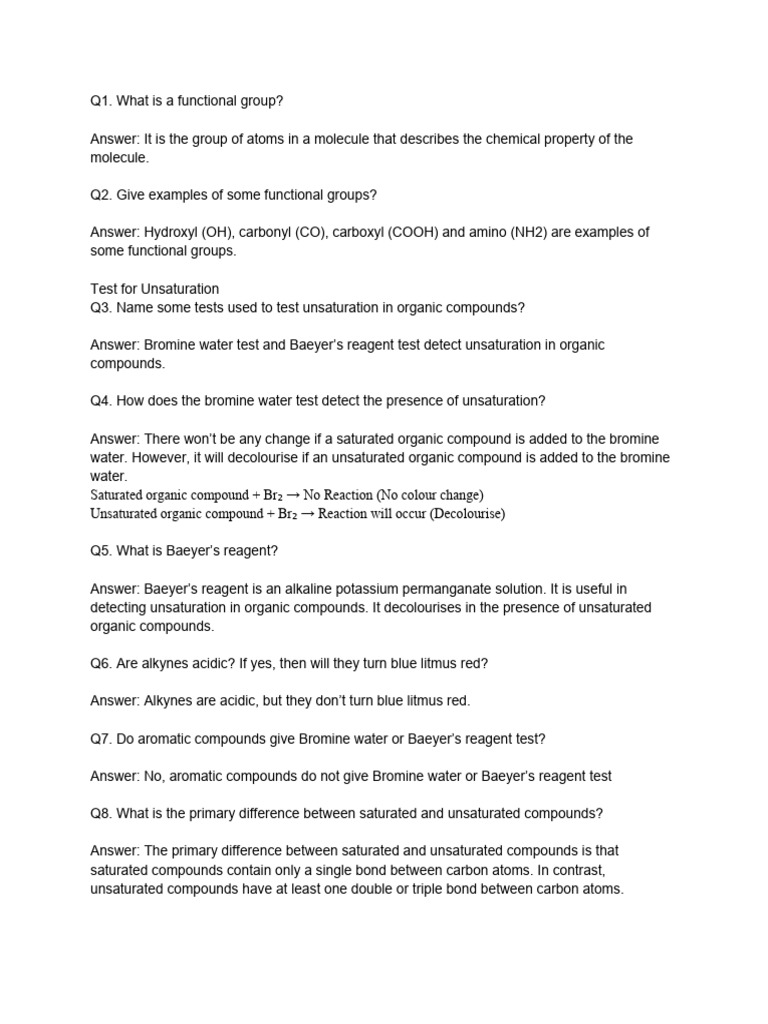 Organic Chemistry Functional Group Tests | PDF | Amine | Acid