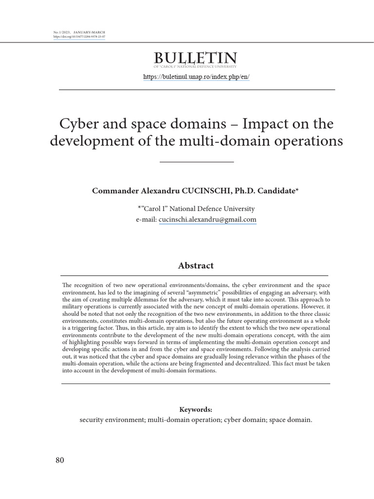 Cyber and Space Domains - Impact On The Development of The Multi-Domain ...