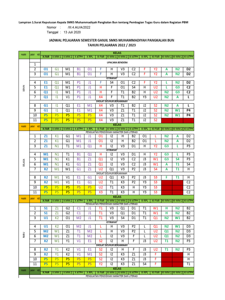 Jadwal PBM 2022-2023 Ganjil | PDF