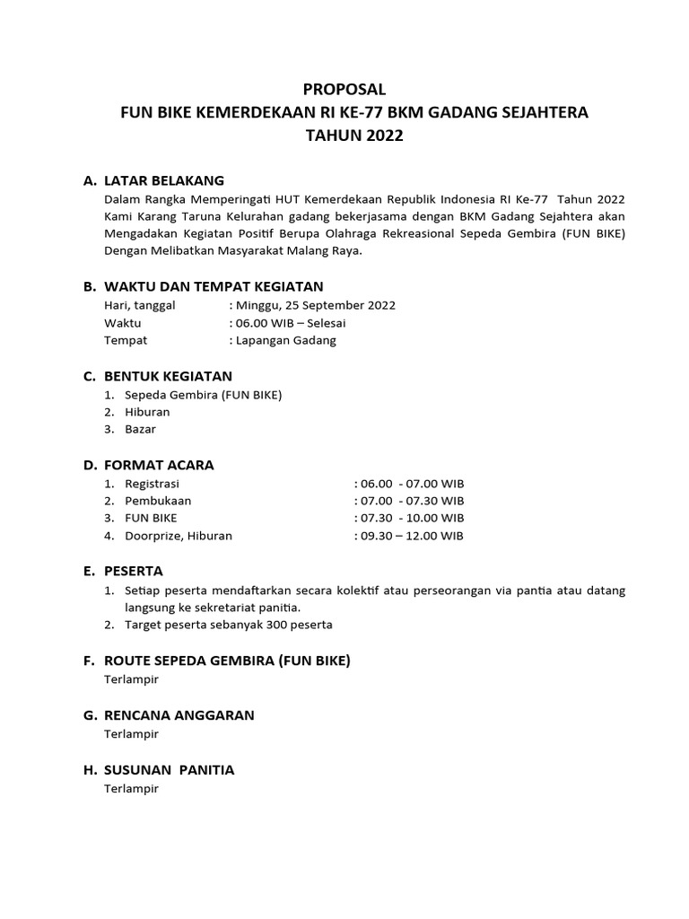 Proposal Fun Bike Khusus | PDF