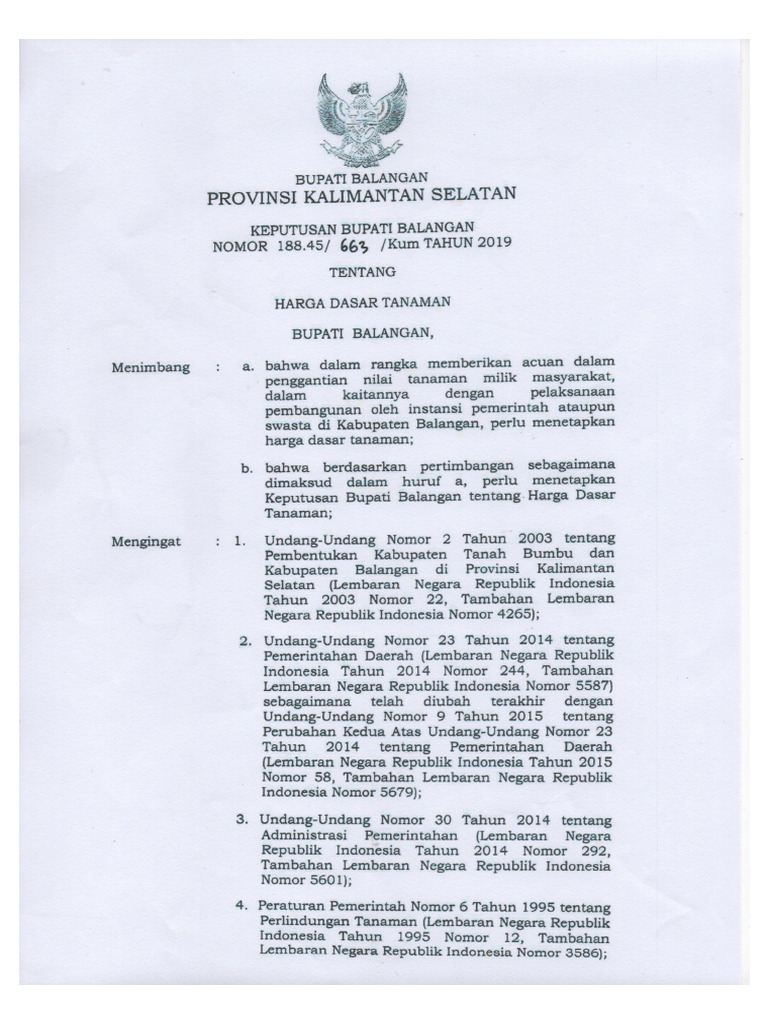 Harga Tanam Tumbuh Kab. Balangan | PDF