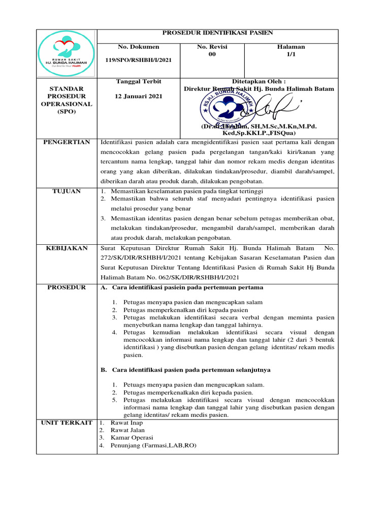 SKP 1 EP B SOP IDENTIFIKASI PASIEN | PDF