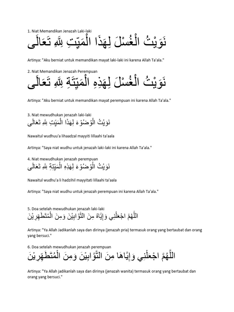Niat Memandikan Jenazah | PDF | Filsafat | Kesehatan Holistik