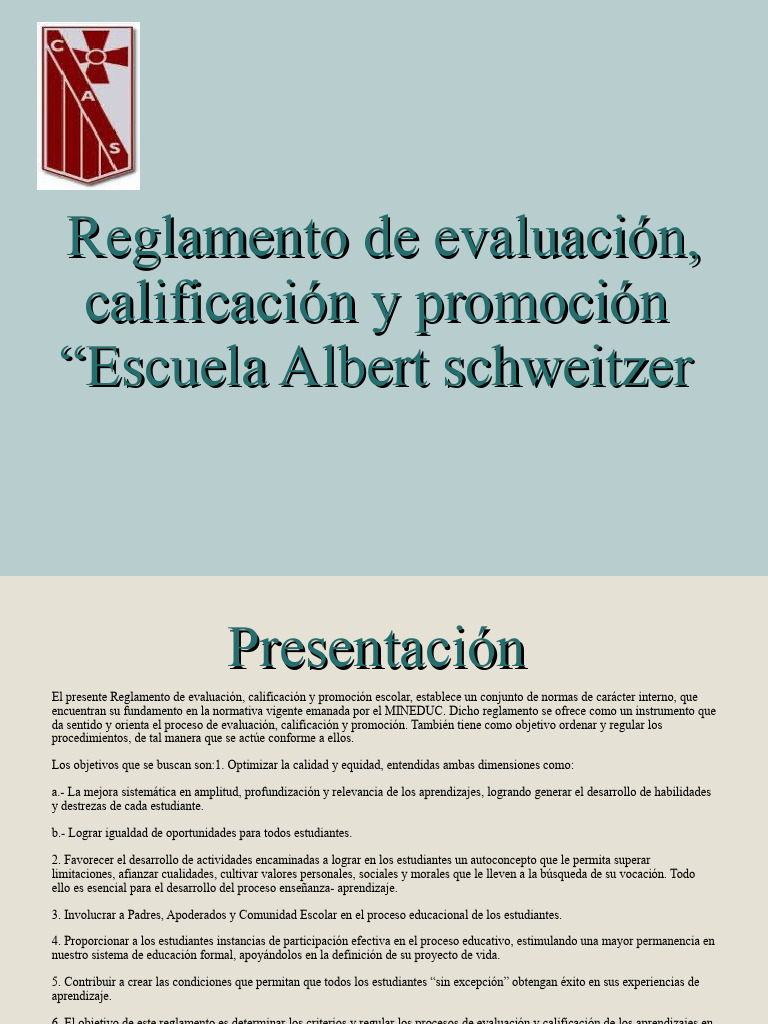 Reglamento de Evaluacion, Calificacion y Promocion | PDF | Evaluación | Enseñando