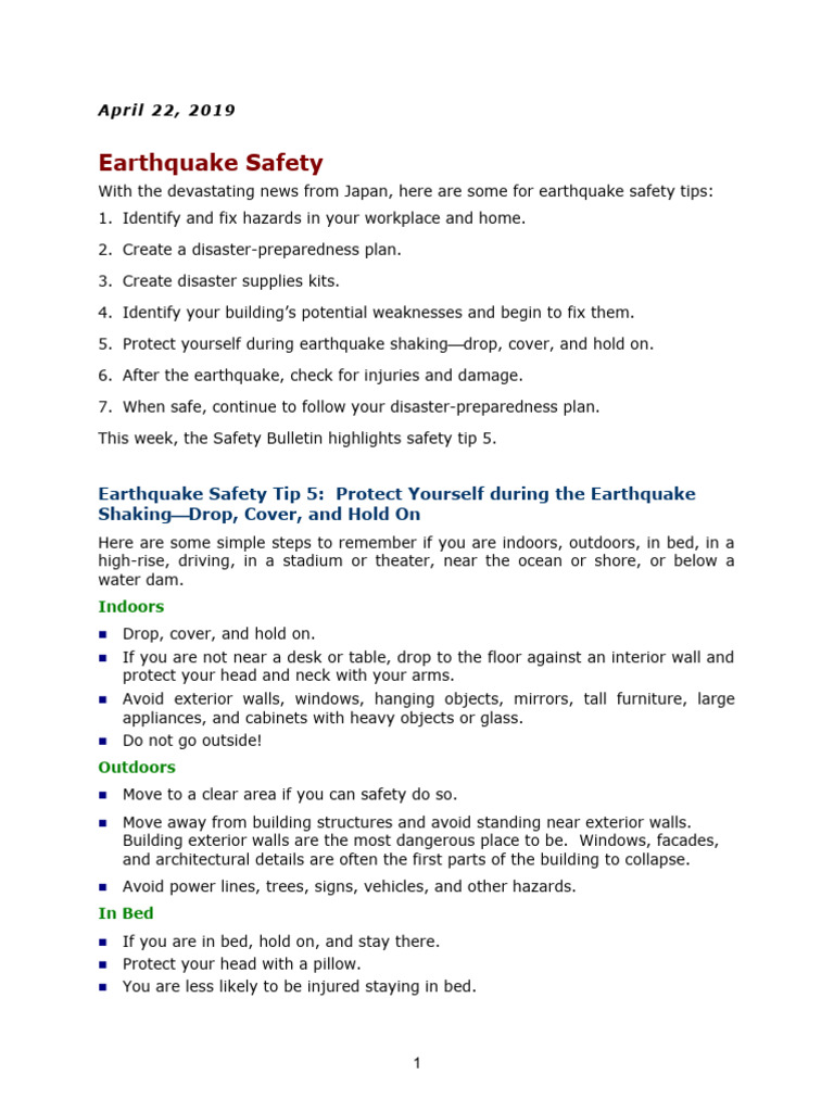Earthquake Safety Tips for All | PDF | Earthquakes | Emergency Management