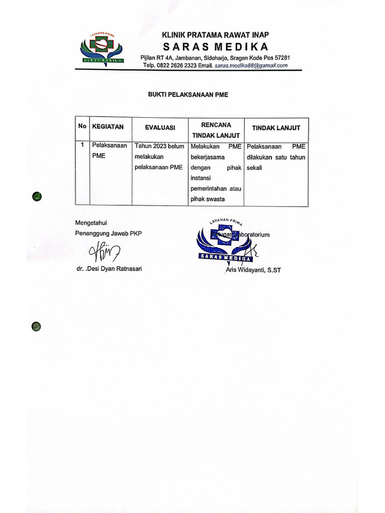 Bukti Pelaksanaan Pme | PDF