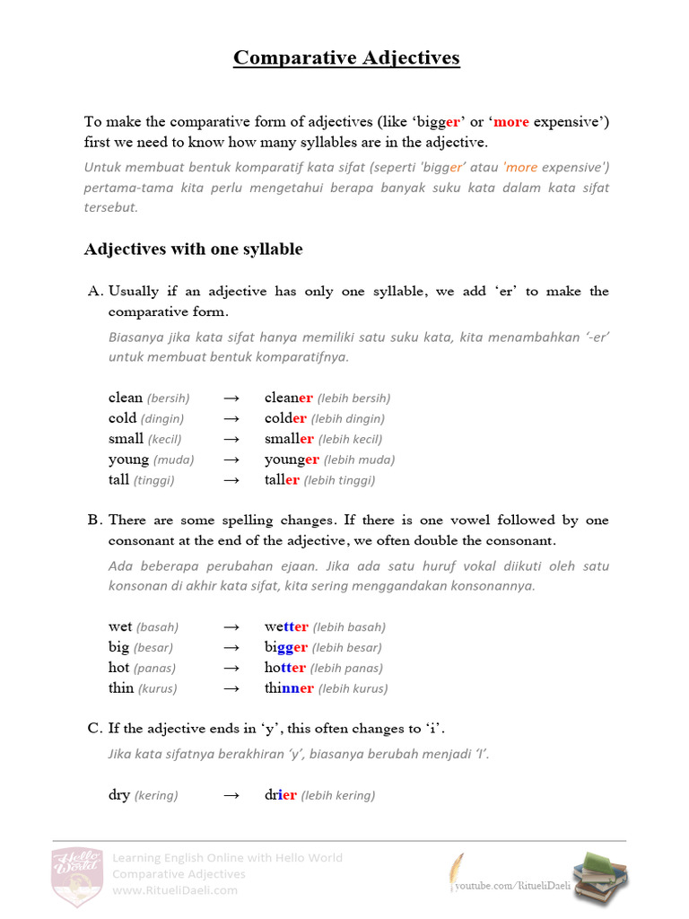 Comparative Adjectives | PDF
