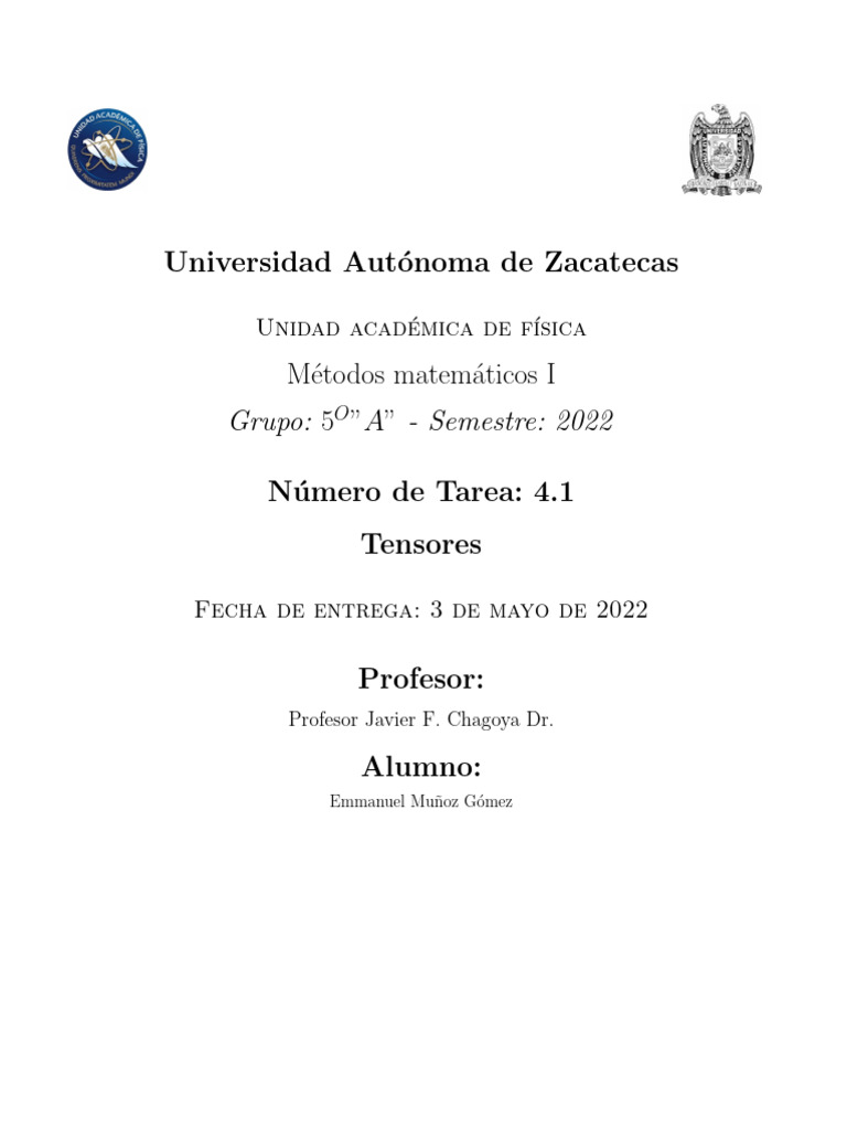 M Todos Matem Ticos I Primera Parte de Tensores | PDF