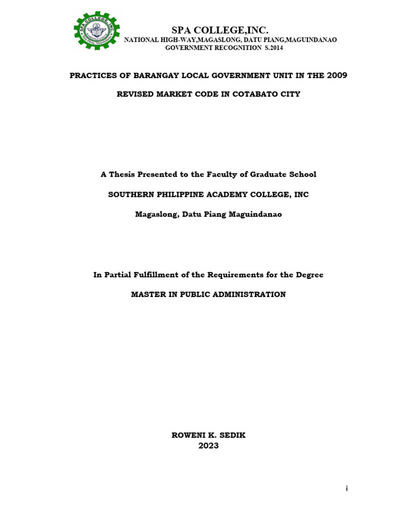 Thesis Sample Format | PDF | Thesis