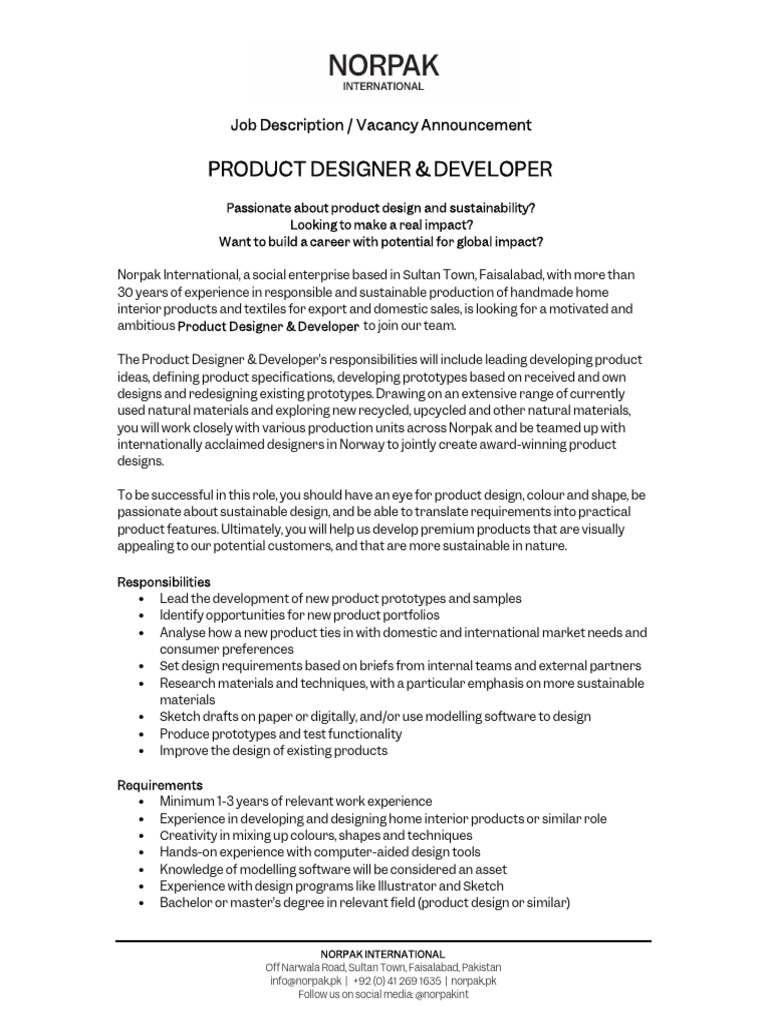 Product Designer Developer JD Final 26.10.2023 | PDF | Prototype | Design