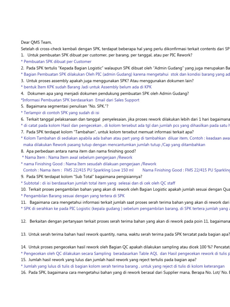 Pertanyaan Mengenai SPK | PDF