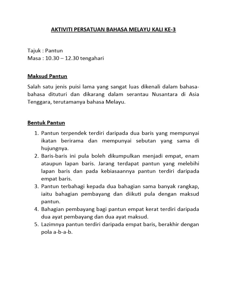 Panduan Lengkap Pantun Melayu | PDF | Puisi