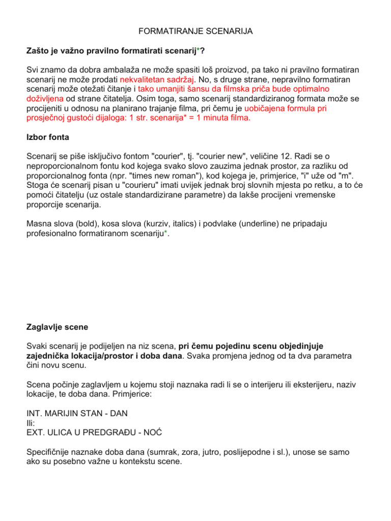 Gradivo - Formatiranje Scenarija | PDF