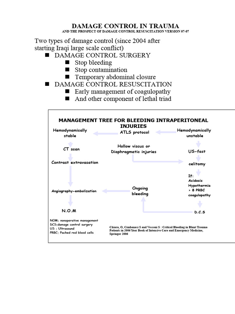 Damage Control in Trauma | PDF | Injury | Bleeding
