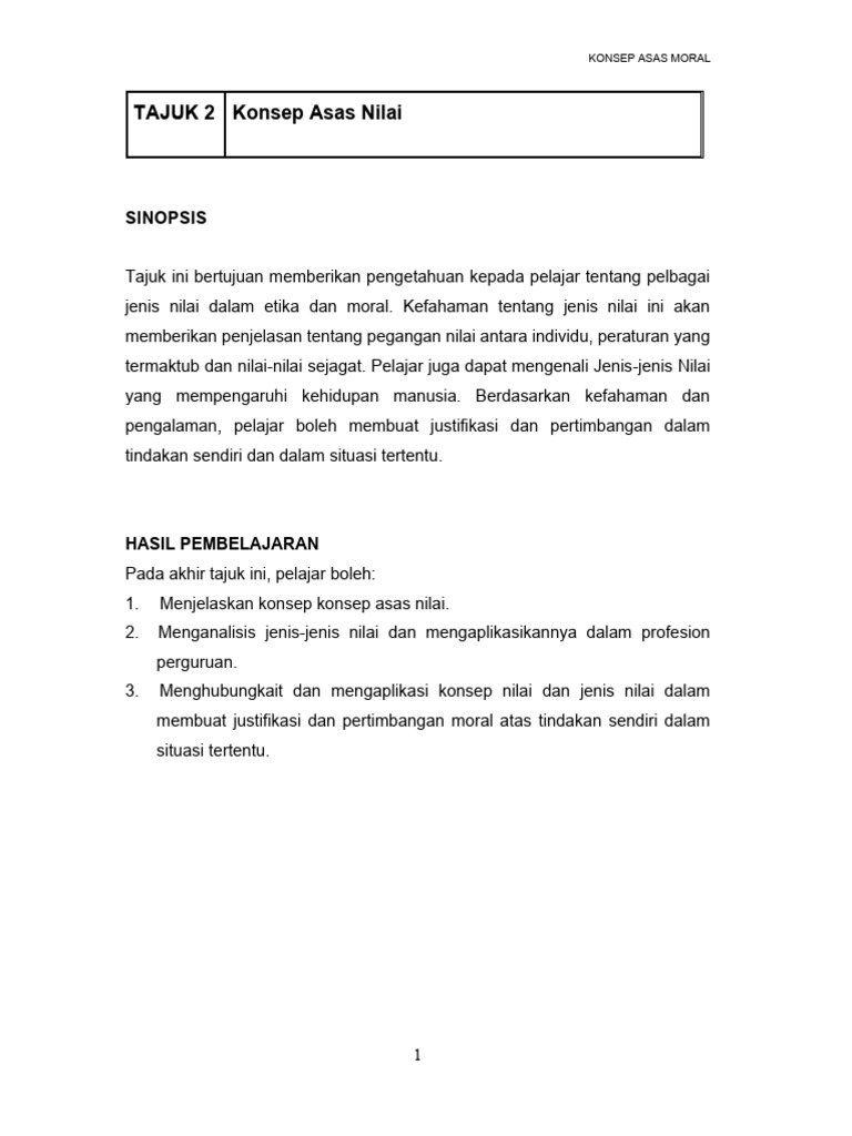 Konsep Asas Nilai | PDF