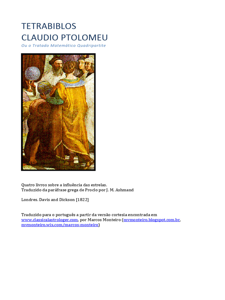 Tetrabiblos de Cláudio Ptolomeu | PDF | Ptolomeu | Science