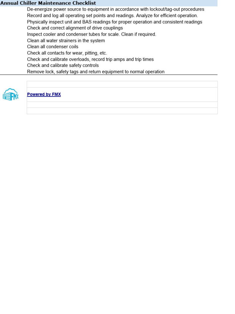 Annual Chiller Maintenance Checklist | PDF