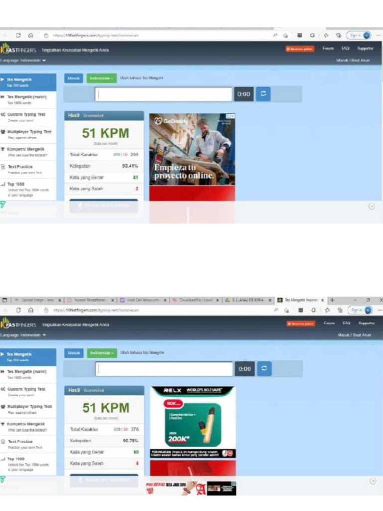 Typing & English Test - Adion Eras Sadela | PDF