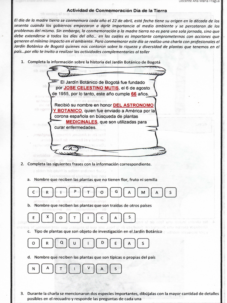 Ok Actividad Conmemoracion Dia de La Tierra Isabella Gomez Ospina 7C ...