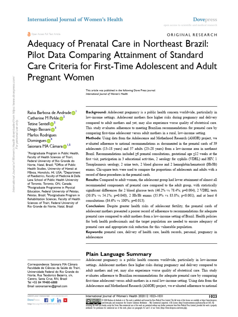 Revista Internacional de Sade Da Mulher | PDF | Prenatal Development ...