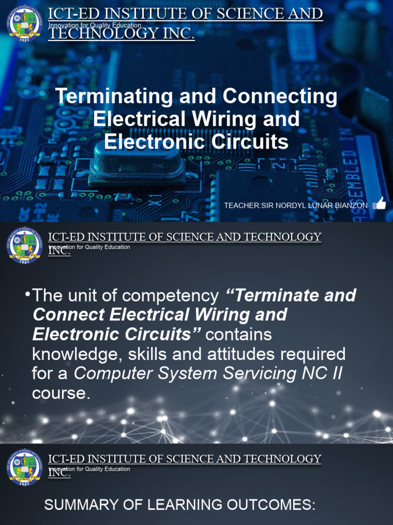 Lesson 7 Terminating And Connecting Electrical Wiring And Electronic Circuits Pdf