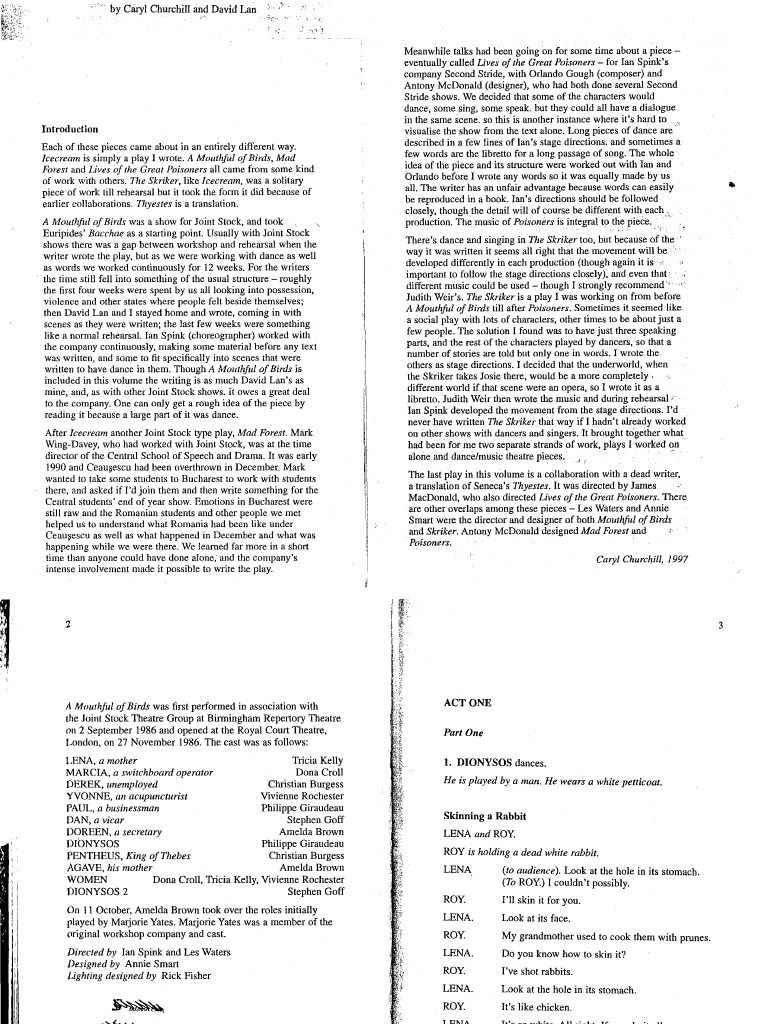 A Mouthful of Birds by Caryl-Churchill-David-Lan PDF | PDF